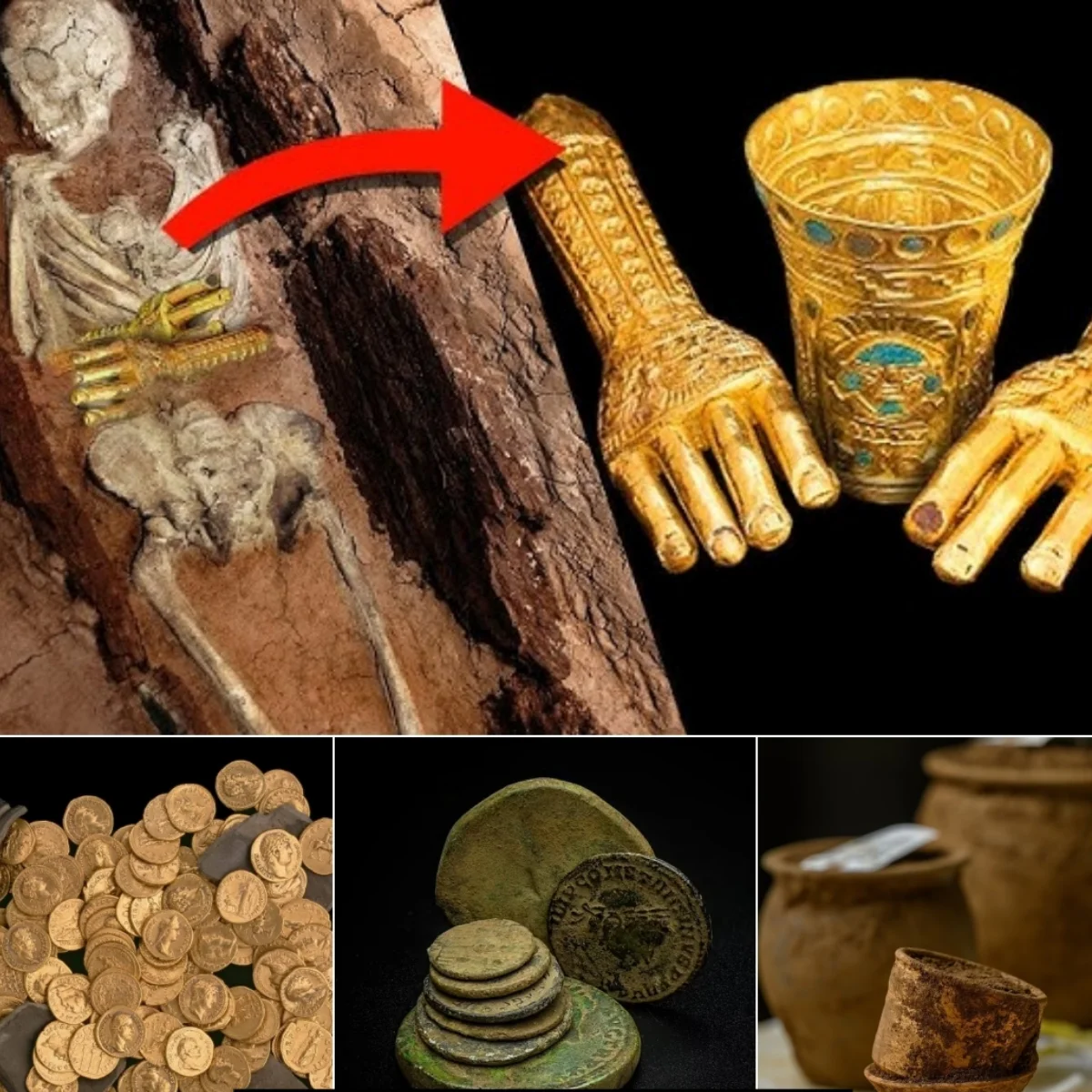 Roman gold gloves, gold cremation urns and more than 300 Roman coins ...